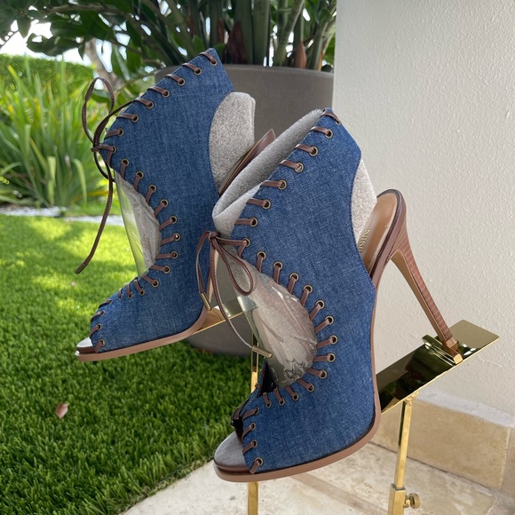 Nine West | Shoes | New Nine West Hot Stuff Denim Open Toe High Heel ...